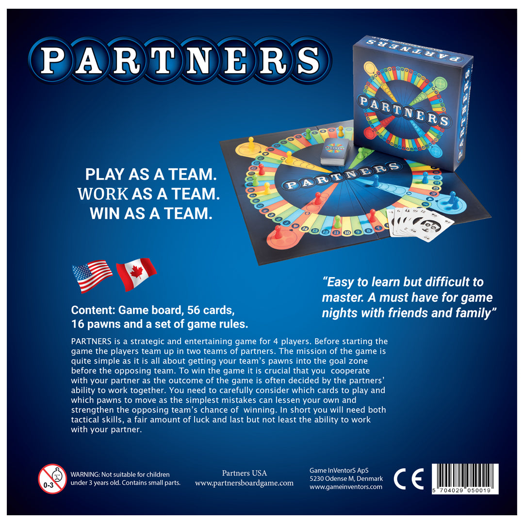 PARTNERS board game -4 player strategy board and card game